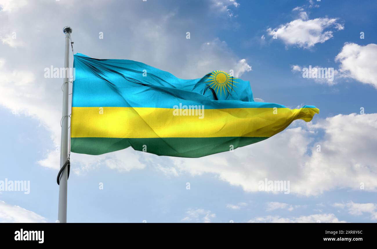 Rwanda flag - realistic waving fabric flag Stock Photo - Alamy
