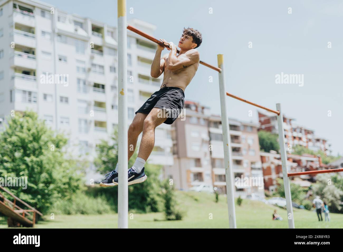 Strong athlete doing pull hi-res stock photography and images - Alamy
