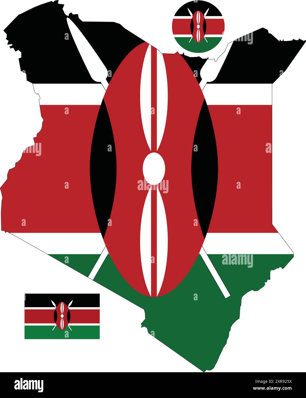 kenya map with national flag on white background Stock Vector Image ...