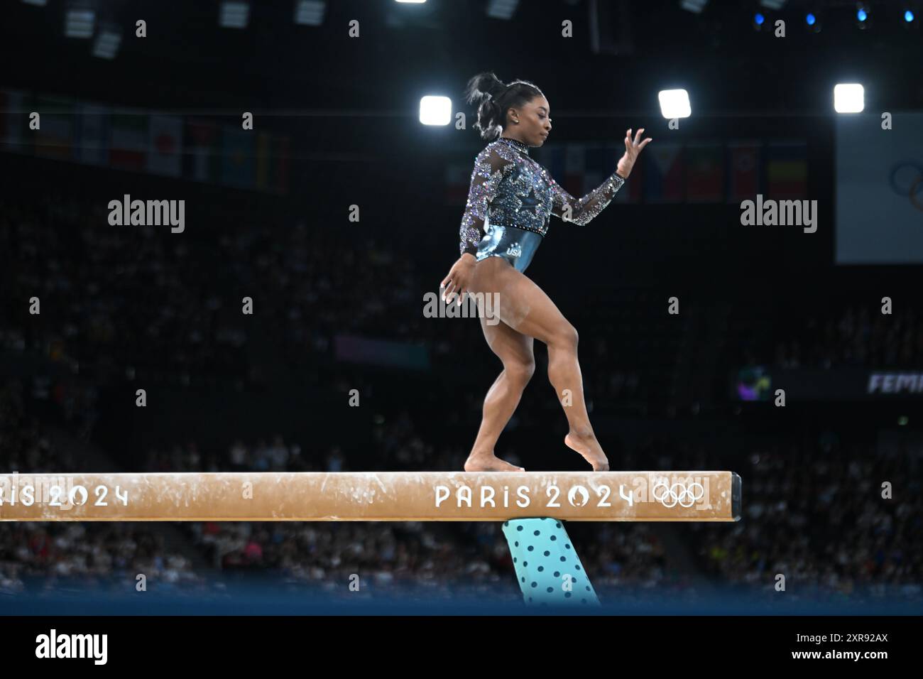 PARIS, FRANCE-28 July 2024: Simone Biles of USA competes on the balance ...