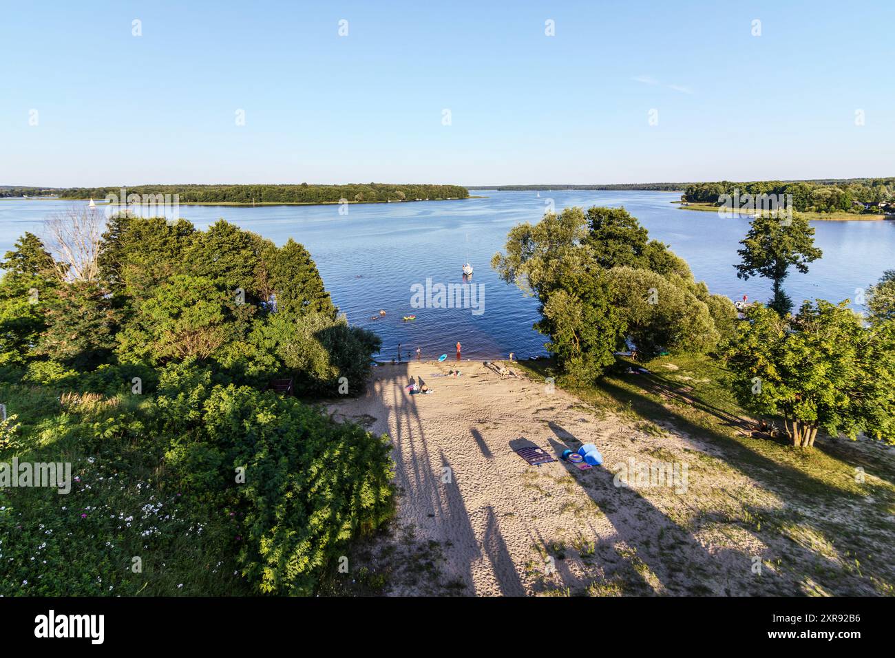 View from the observation tower over lake Jeziorak in Siemiany, Ilawa ...