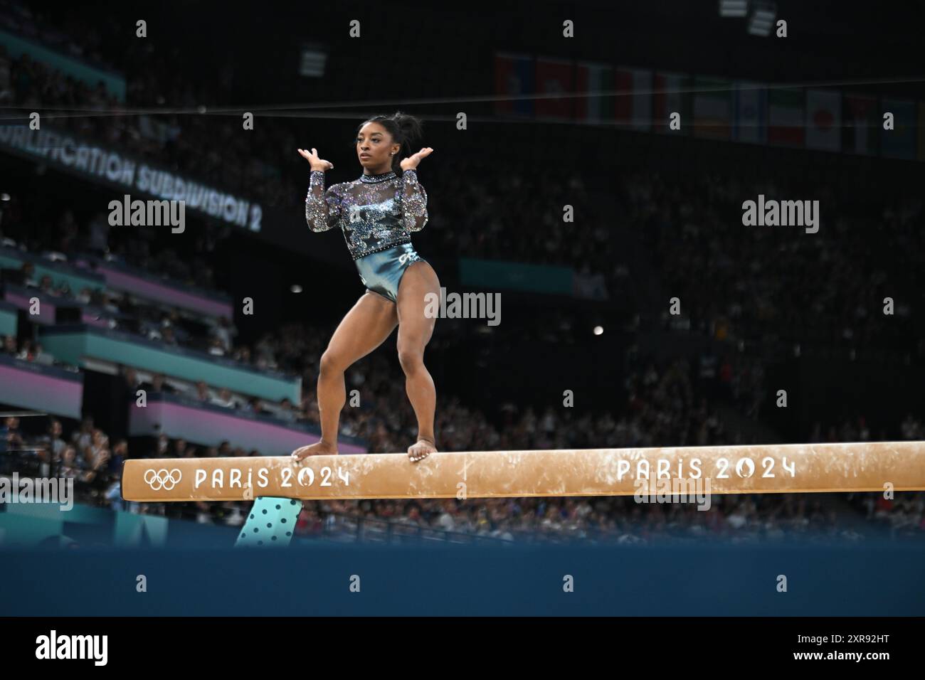 PARIS, FRANCE-28 July 2024: Simone Biles of USA competes on the balance ...