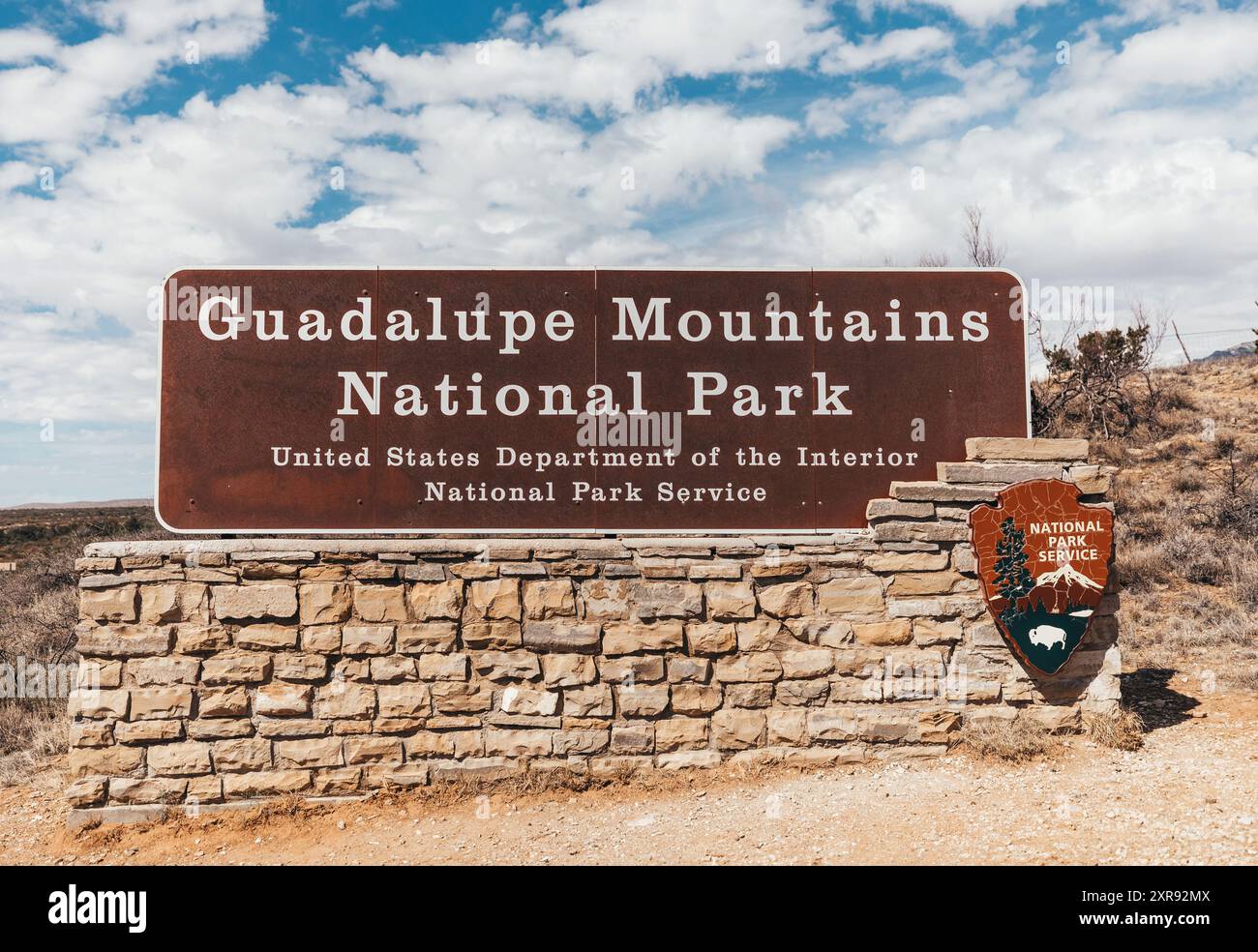 Guadalupe Mountains National Park Service Entrance Sign Stock Photo - Alamy