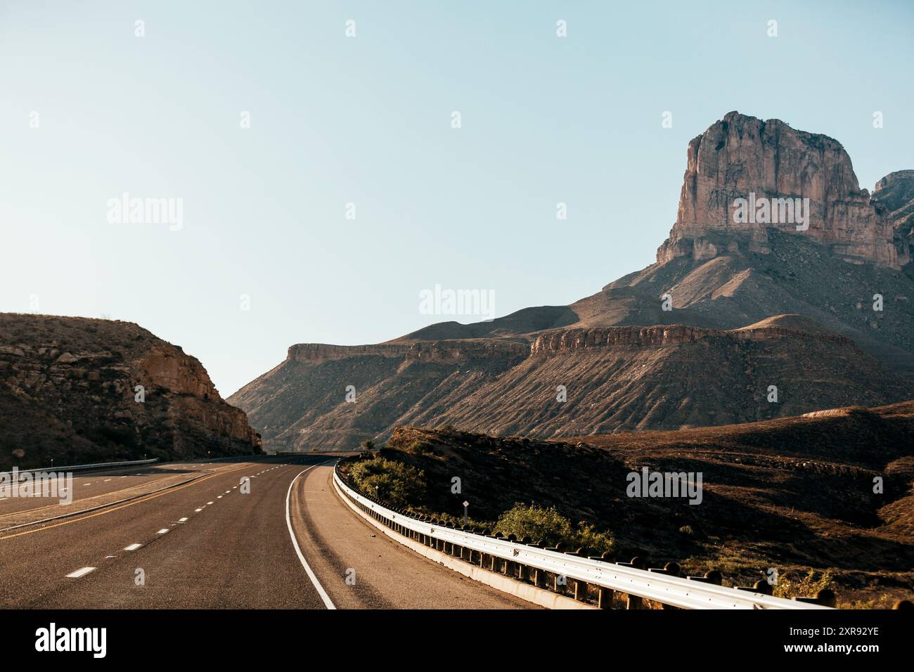 Highway Scene Featuring El Capitan Guadalupe Mountains National Park ...