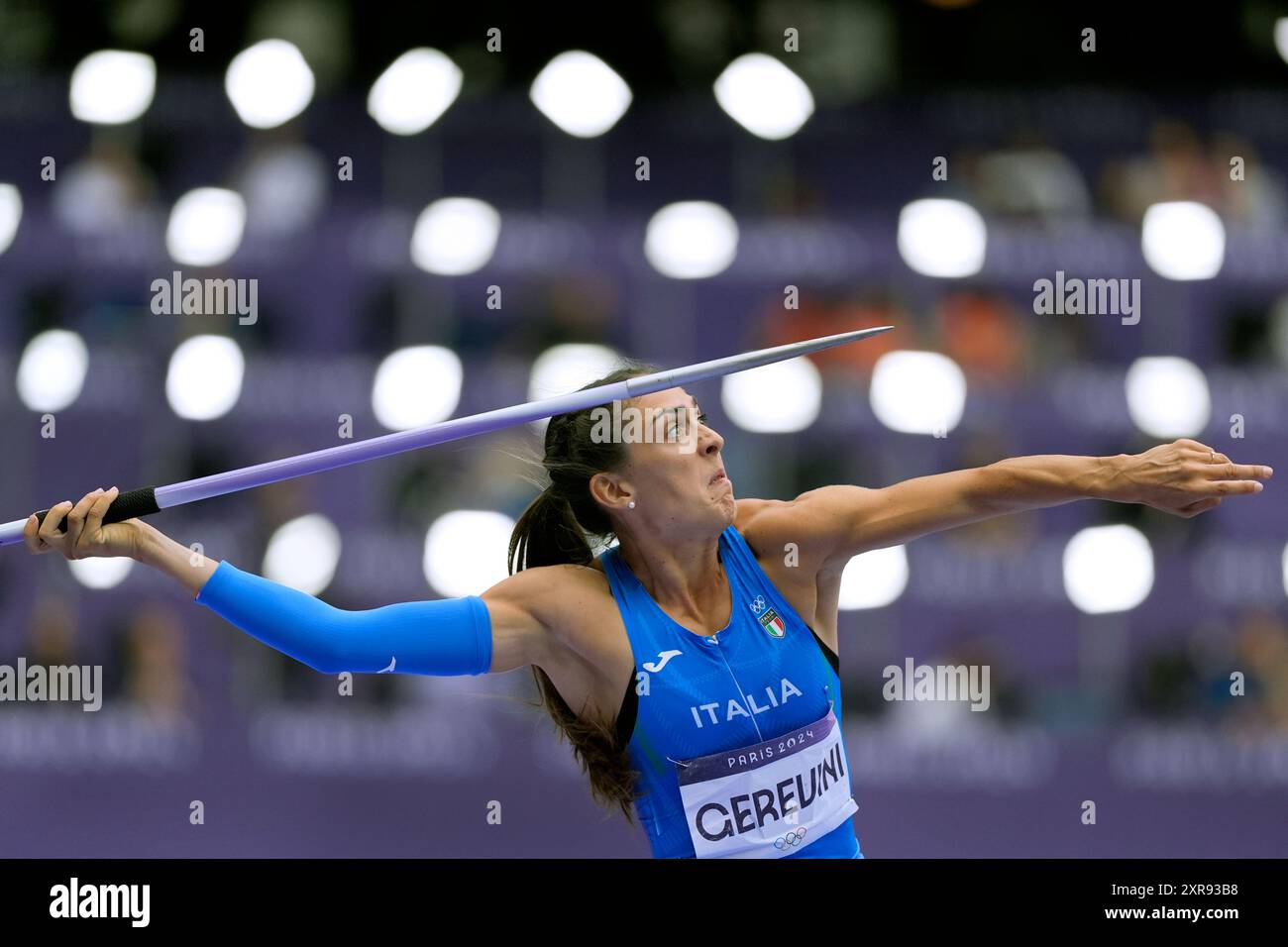 Sveva Gerevini, of Italy, throws in the women's heptathlon javelin at ...