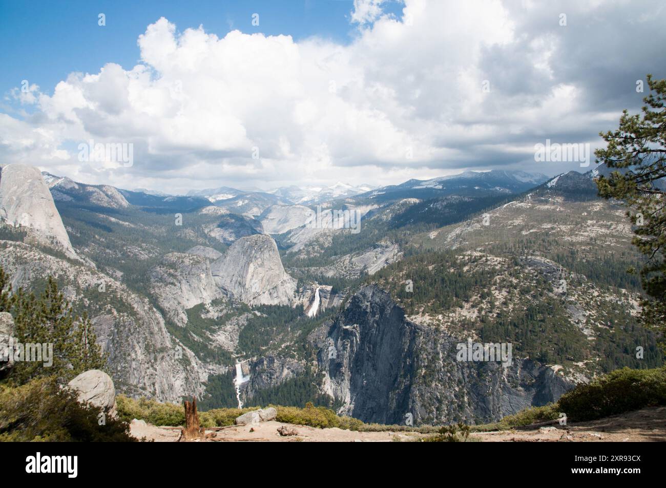 View of Yosemite with waterfalls and cliffs Stock Photo - Alamy