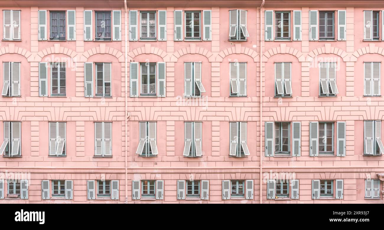 Historic apartments building front view at Nice city, France ...
