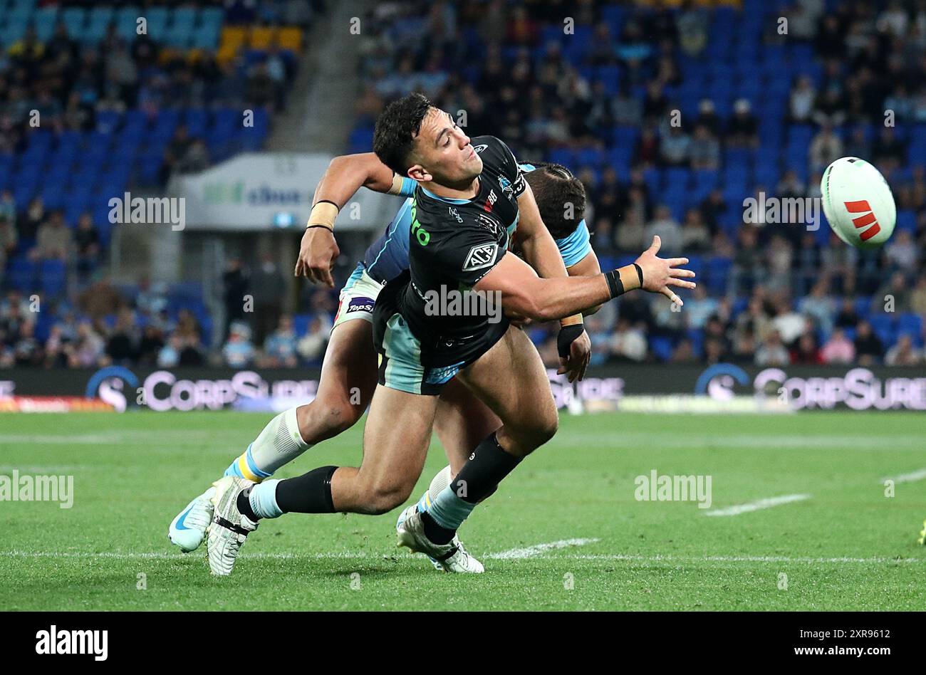 Gold Coast, Australia. 09th Aug, 2024. Briton Nikora of the Sharks in ...