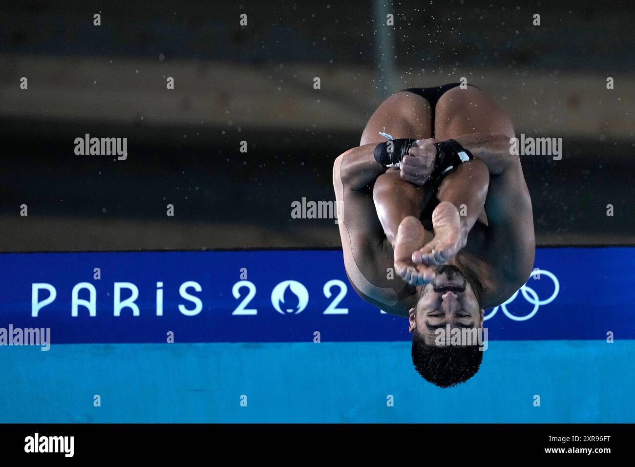 Colombia's Alejandro Solarte competes in the men's 10m platform diving ...