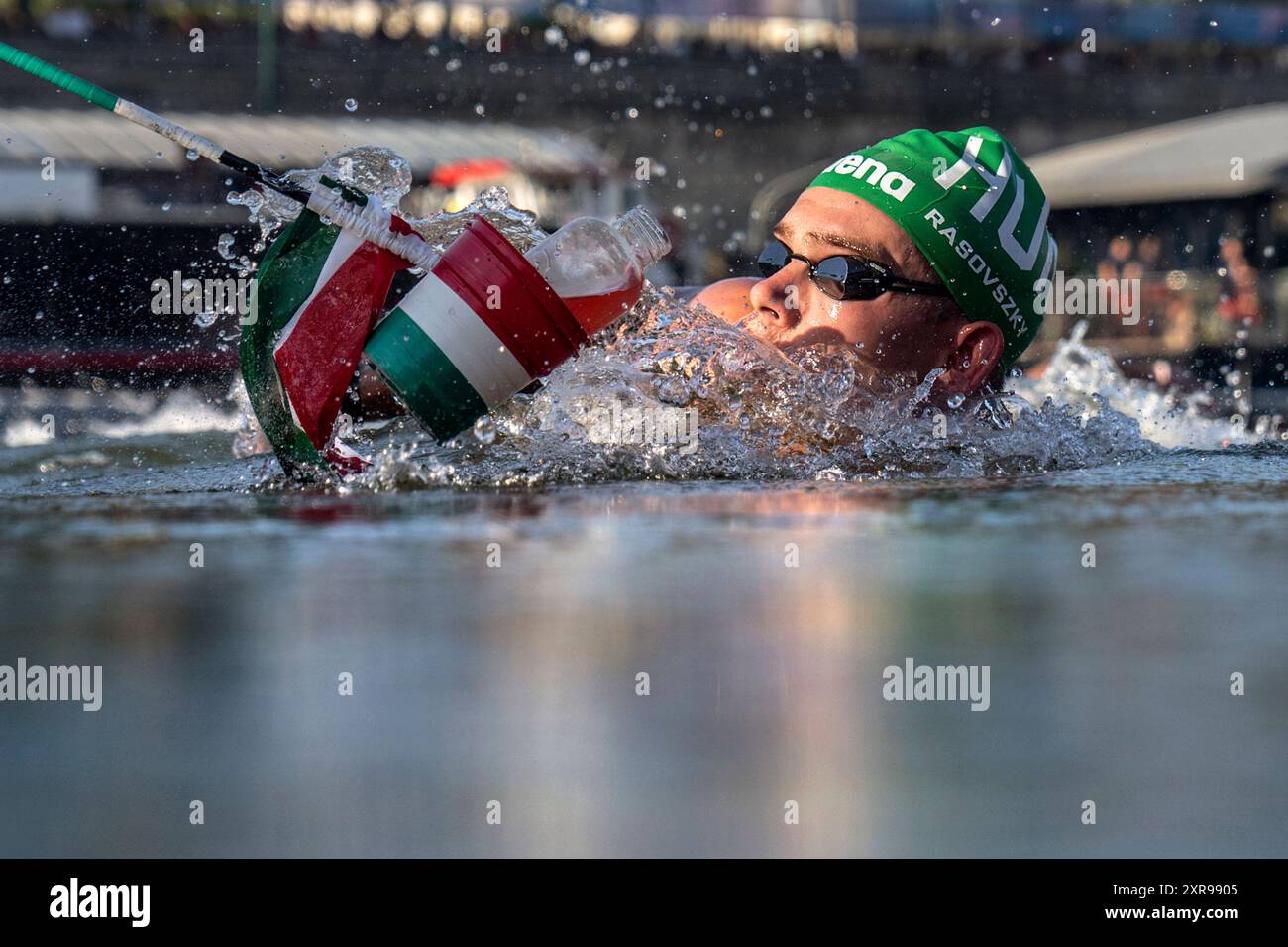 A Hungarian flag marks the sports drink designated for Hungary's ...