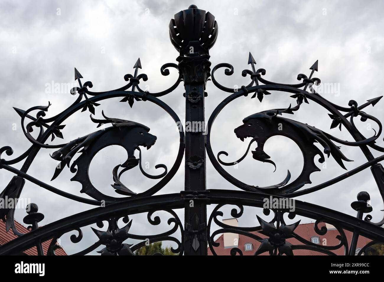 Top of the street fence with dragons Stock Photo - Alamy