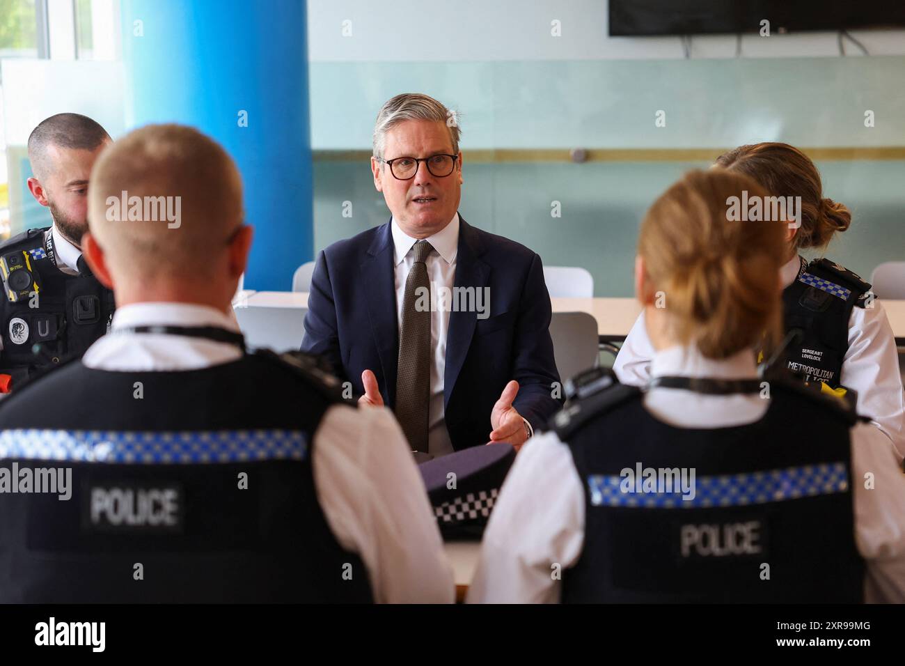 Prime Minister Sir Keir Starmer speaks with Territorial Support Group ...