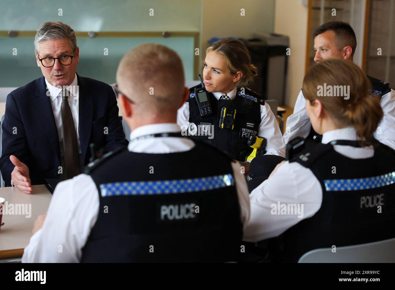 Prime Minister Sir Keir Starmer speaks with Territorial Support Group ...