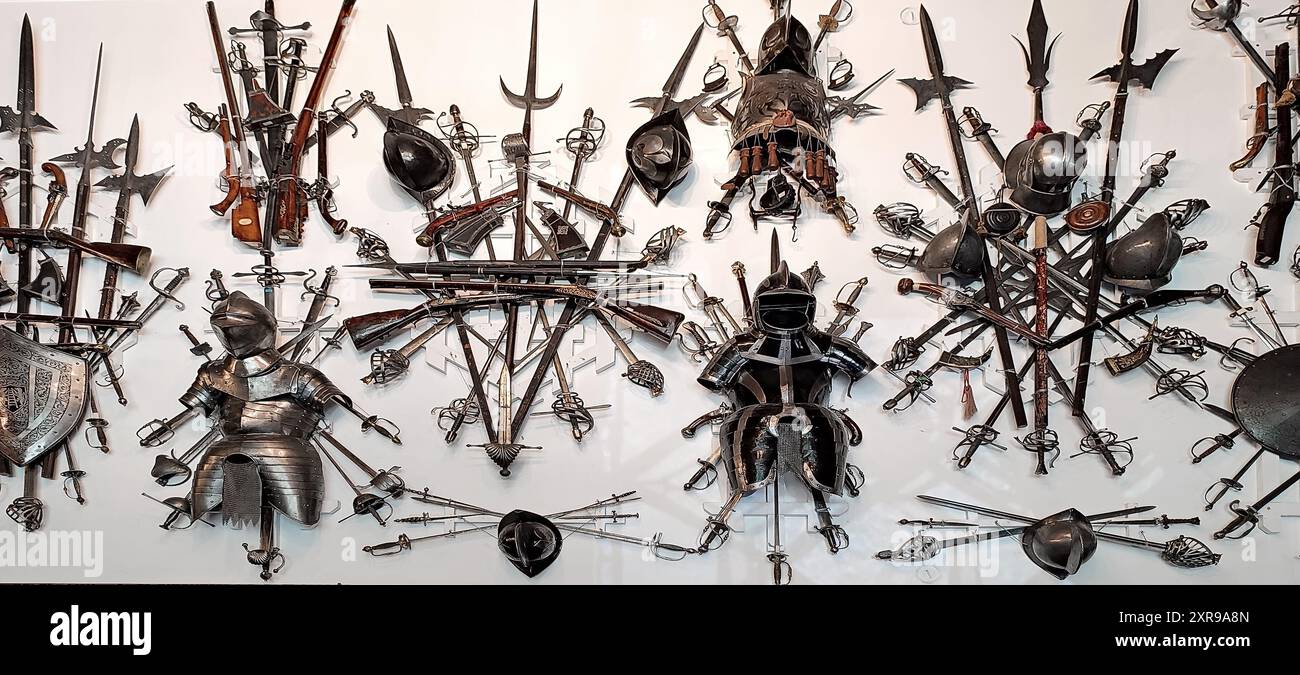 The Grand Armory or The Arsenal wall decorations of Peles Castle ...