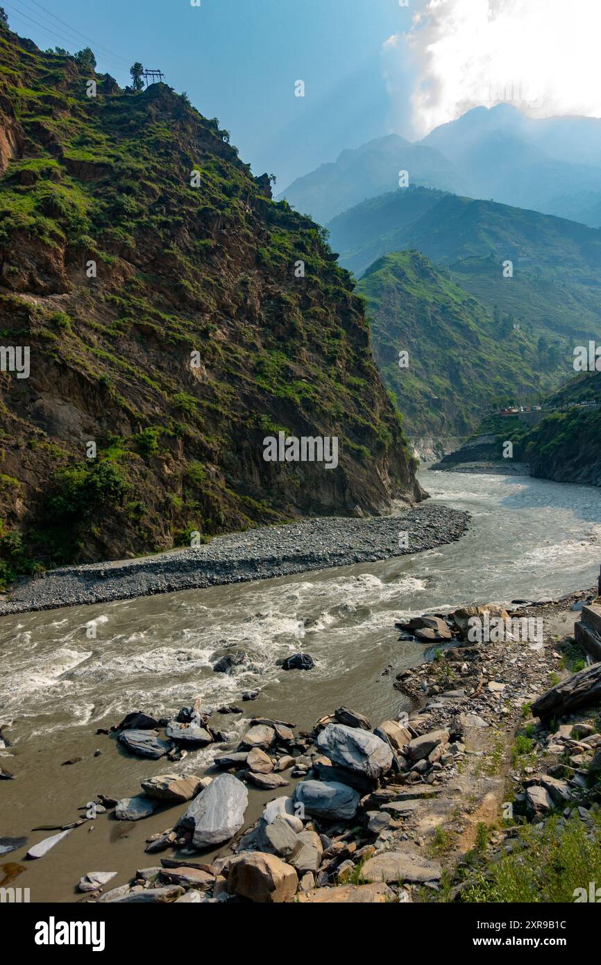 The Ravi River meandering through lush landscapes and valleys of ...
