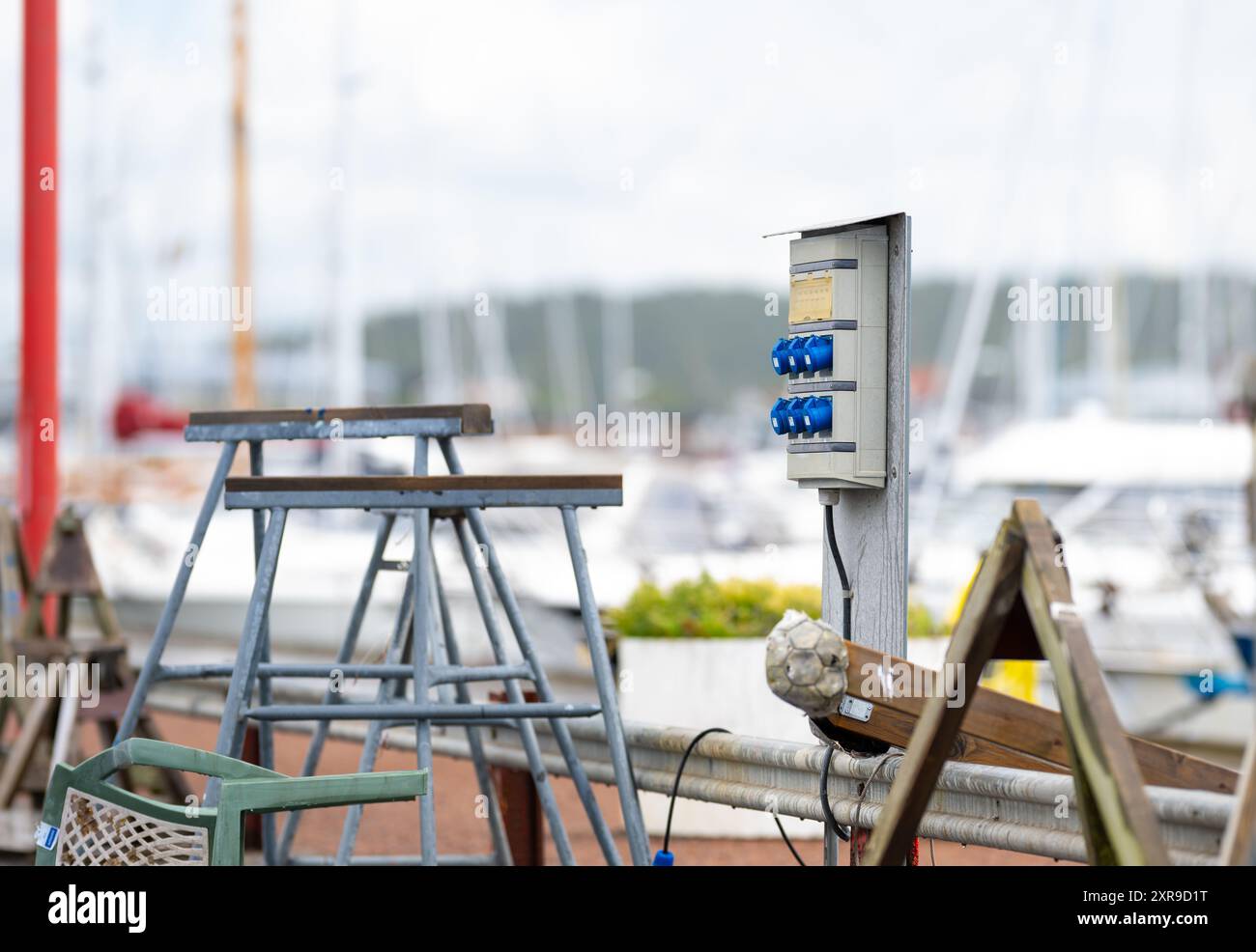 Power outlets at a marina Stock Photo - Alamy