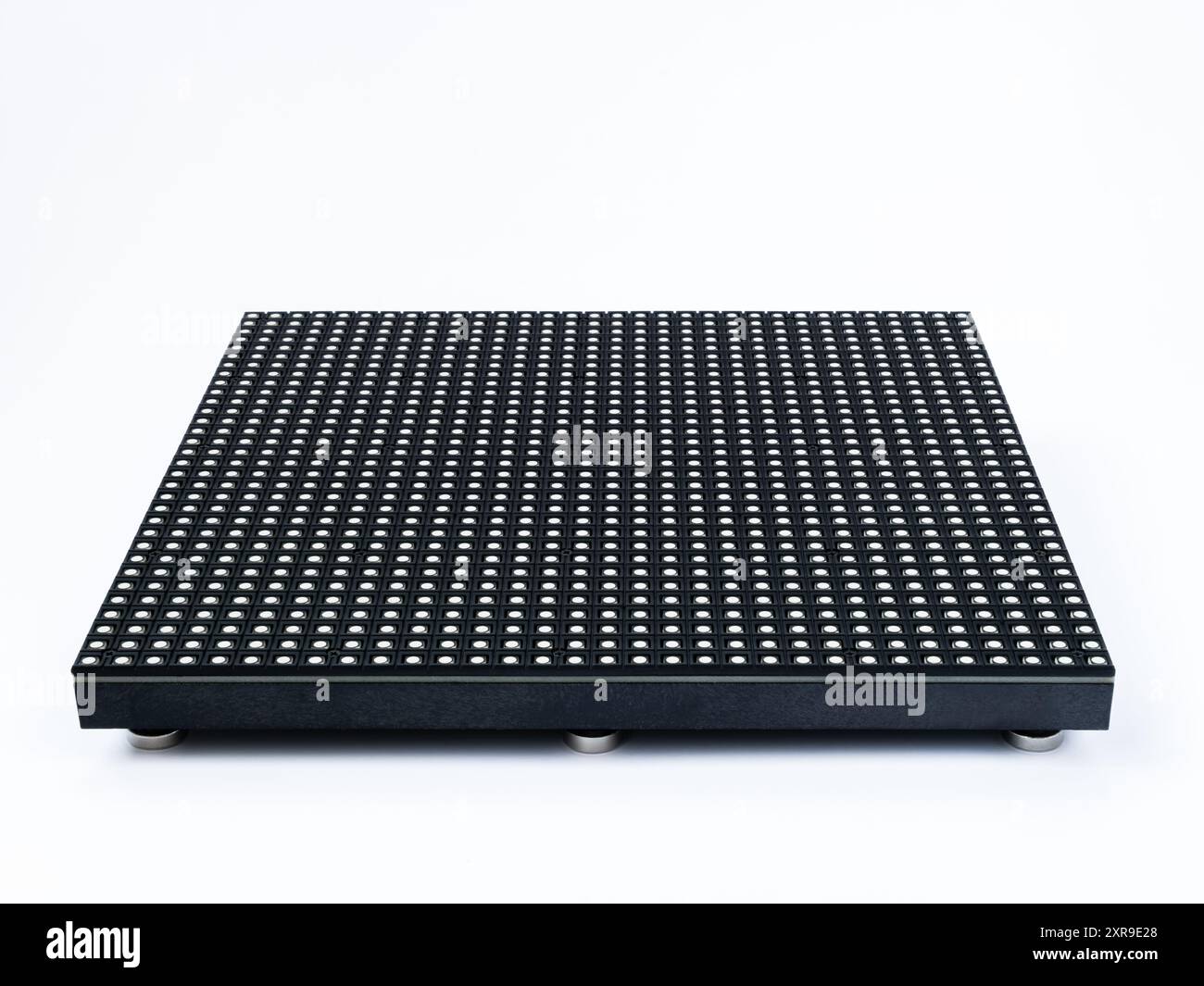Front view of square LED screen module (32x32 LEDs) isolated on white ...