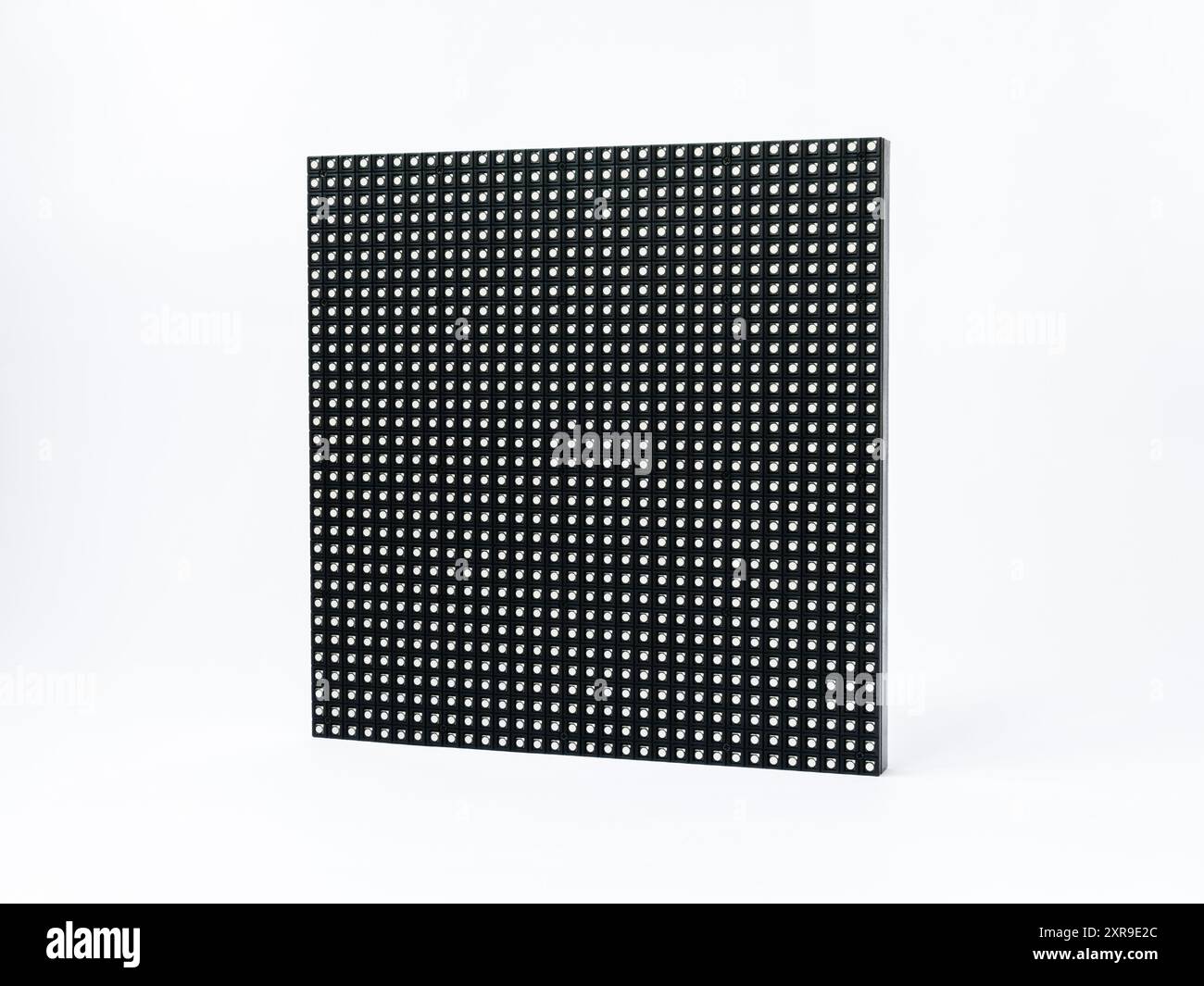 Diagonal view of a square LED screen module (32x32 LEDs) standing ...