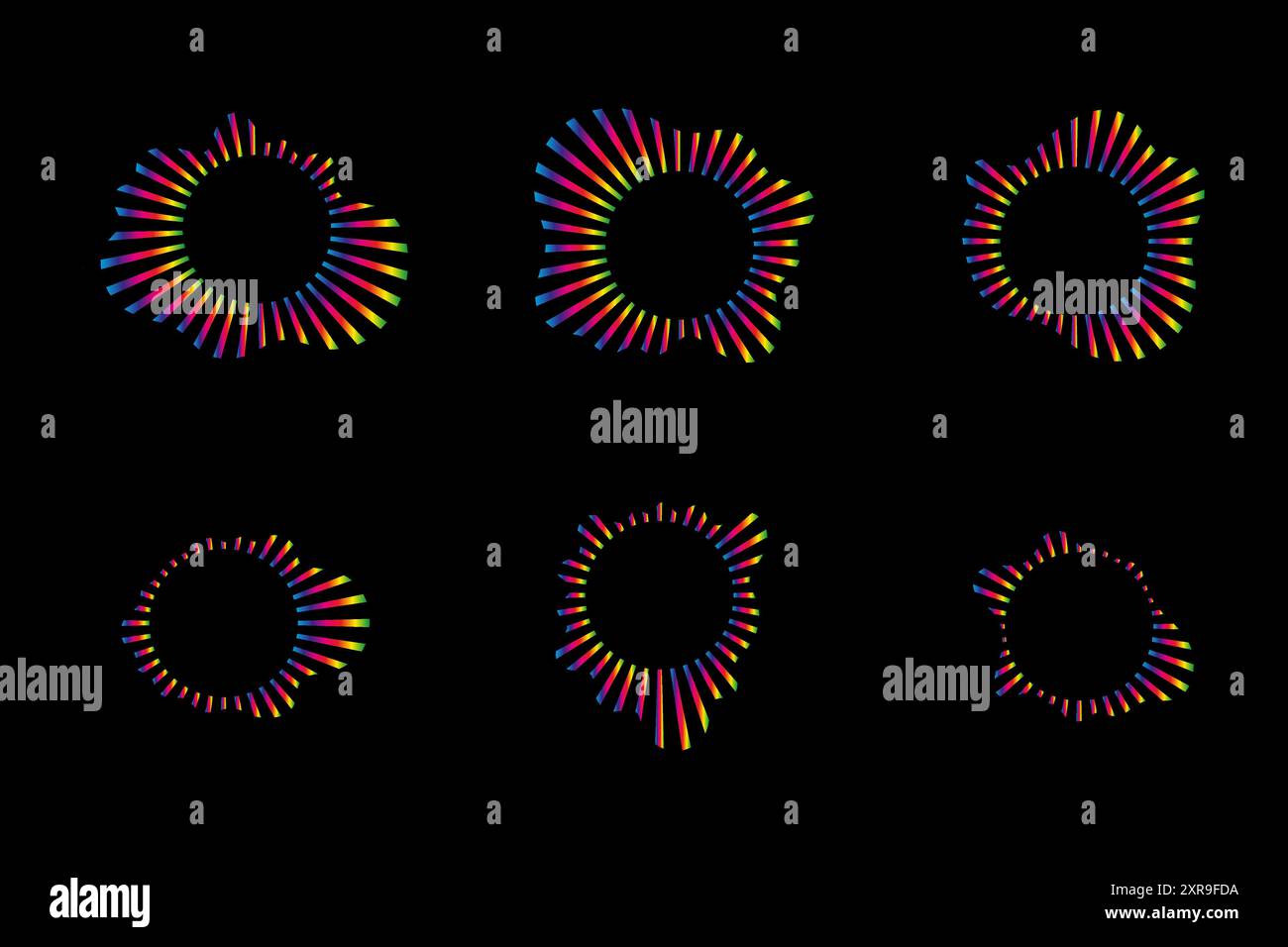 Sound waves equalizer spectrum set, Radio frequency Circle audio waves ...