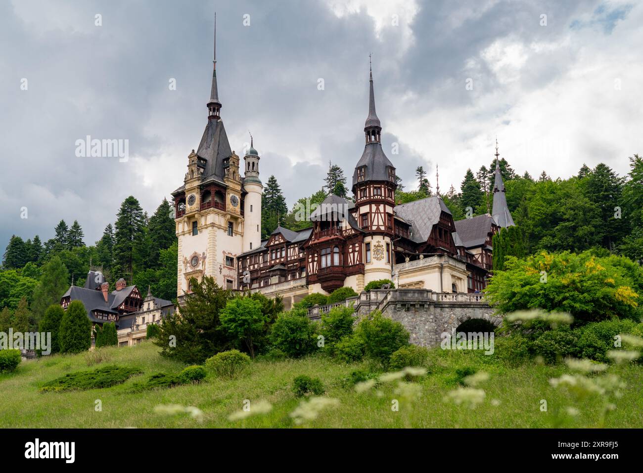 Spectacular Peles Castle situated in Sinaia, Romania. Neo-Renaissance ...