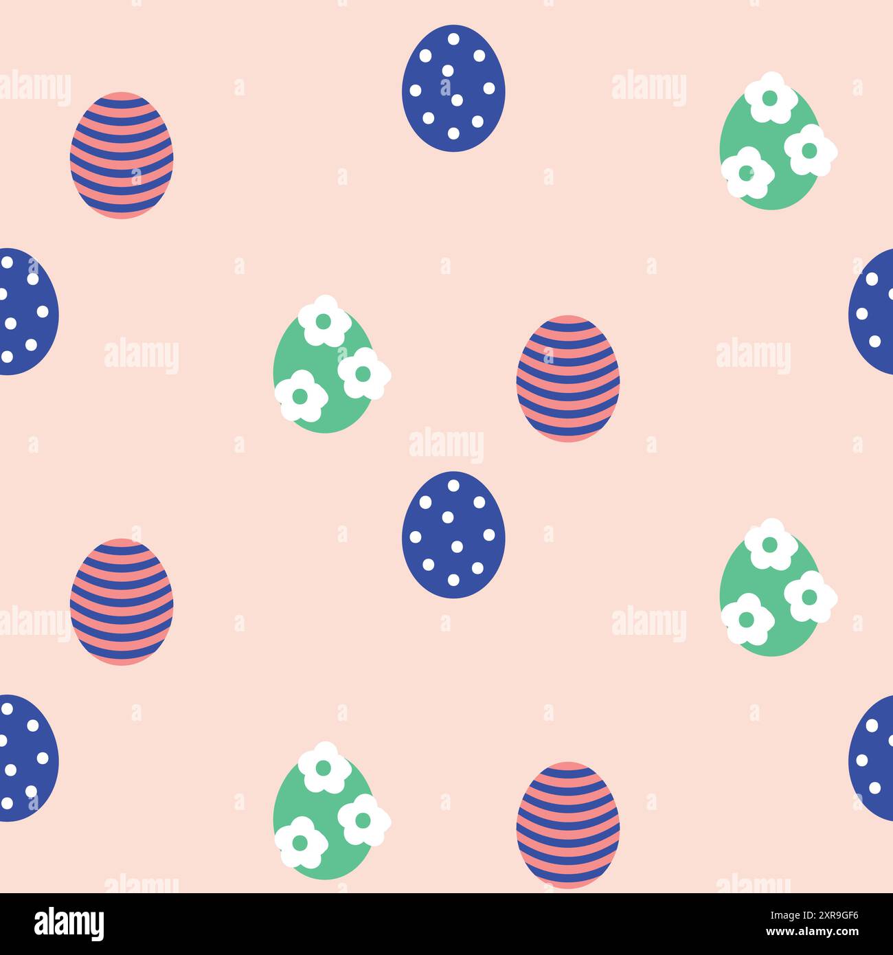 Easter eggs seamless pattern for on a cream beige background. Fun eggs ...