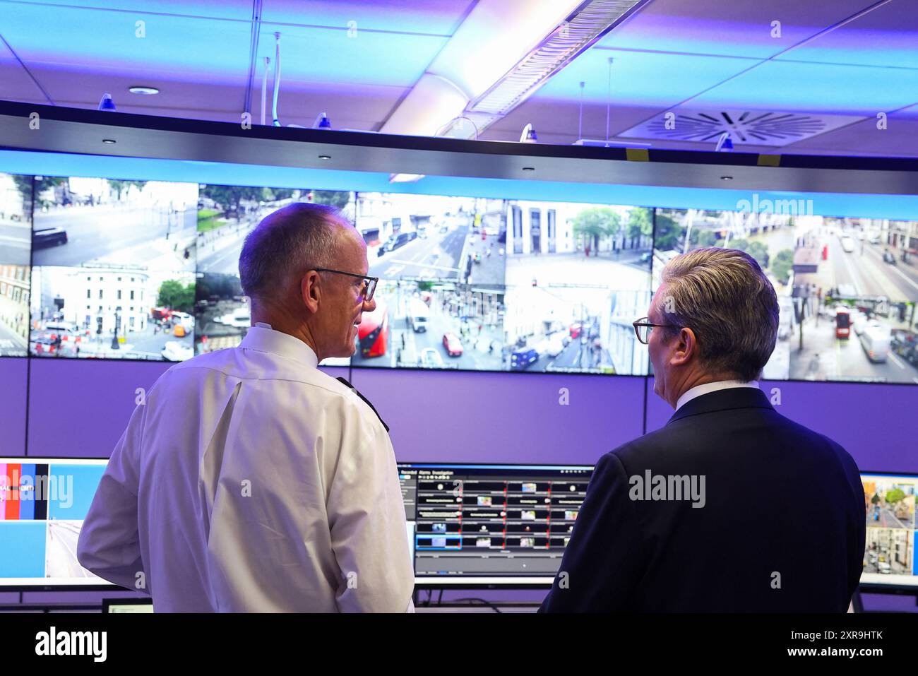 Prime Minister Keir Starmer views CCTV screens with Metropolitan Police ...
