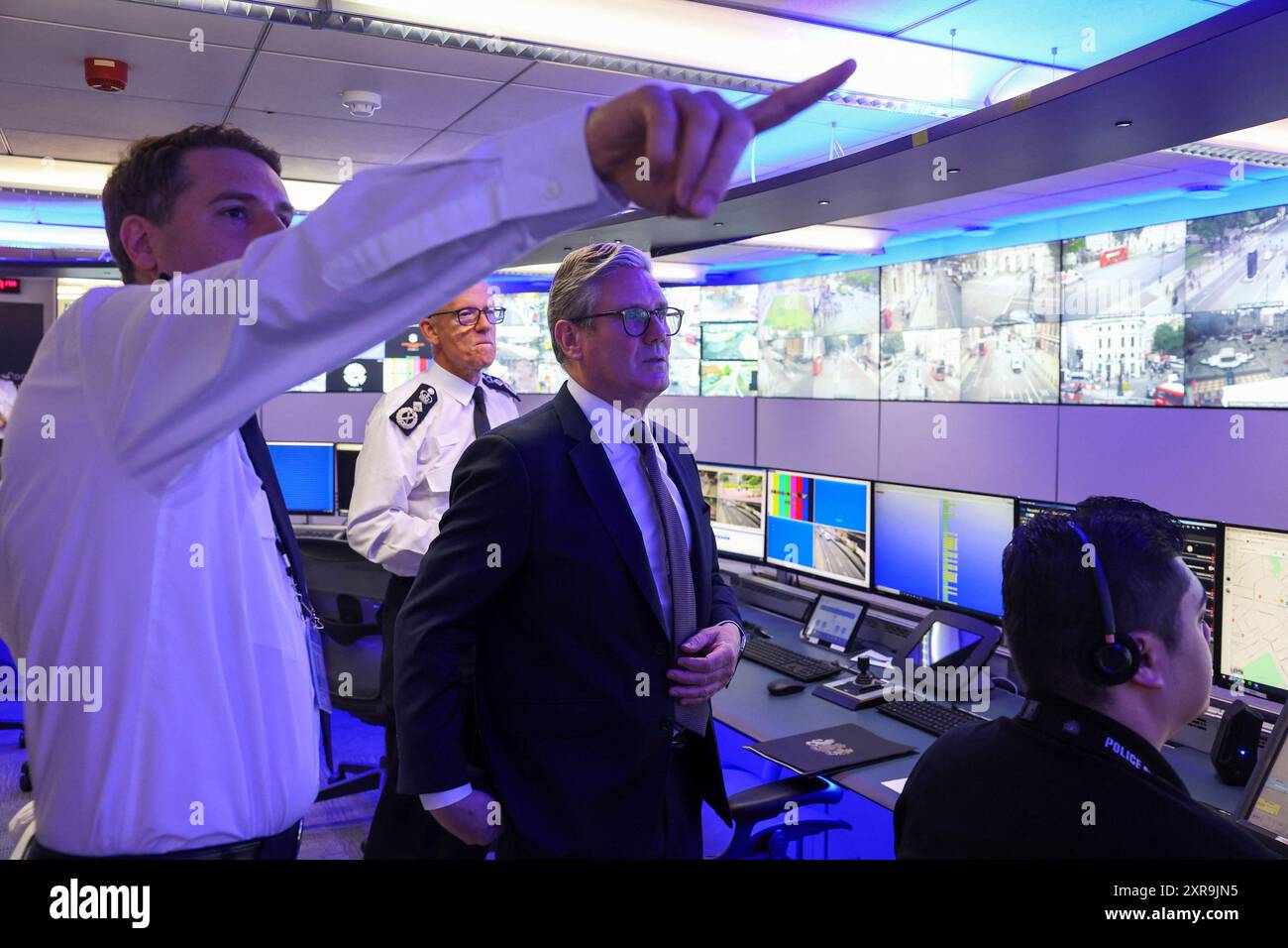 Prime Minister Keir Starmer views CCTV screens with Metropolitan Police ...