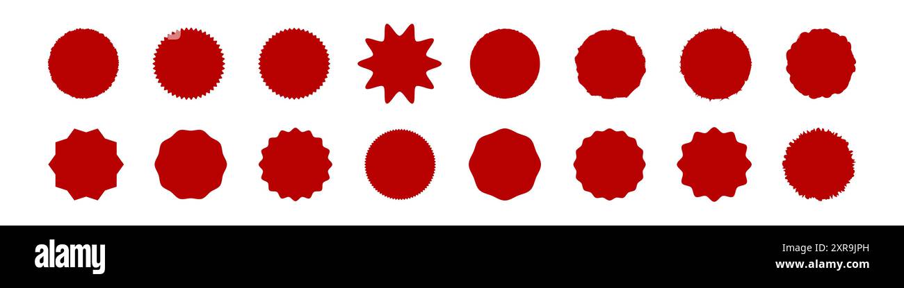 Round stamp sticker set, grunge red stamps around torn edge texture ...