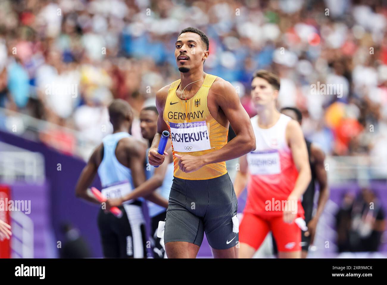 FRA, Olympische Spiele Paris 2024, 09.08.2024, Herren 4x400m Staffel 4. Sprinter Agyekum Emil ...