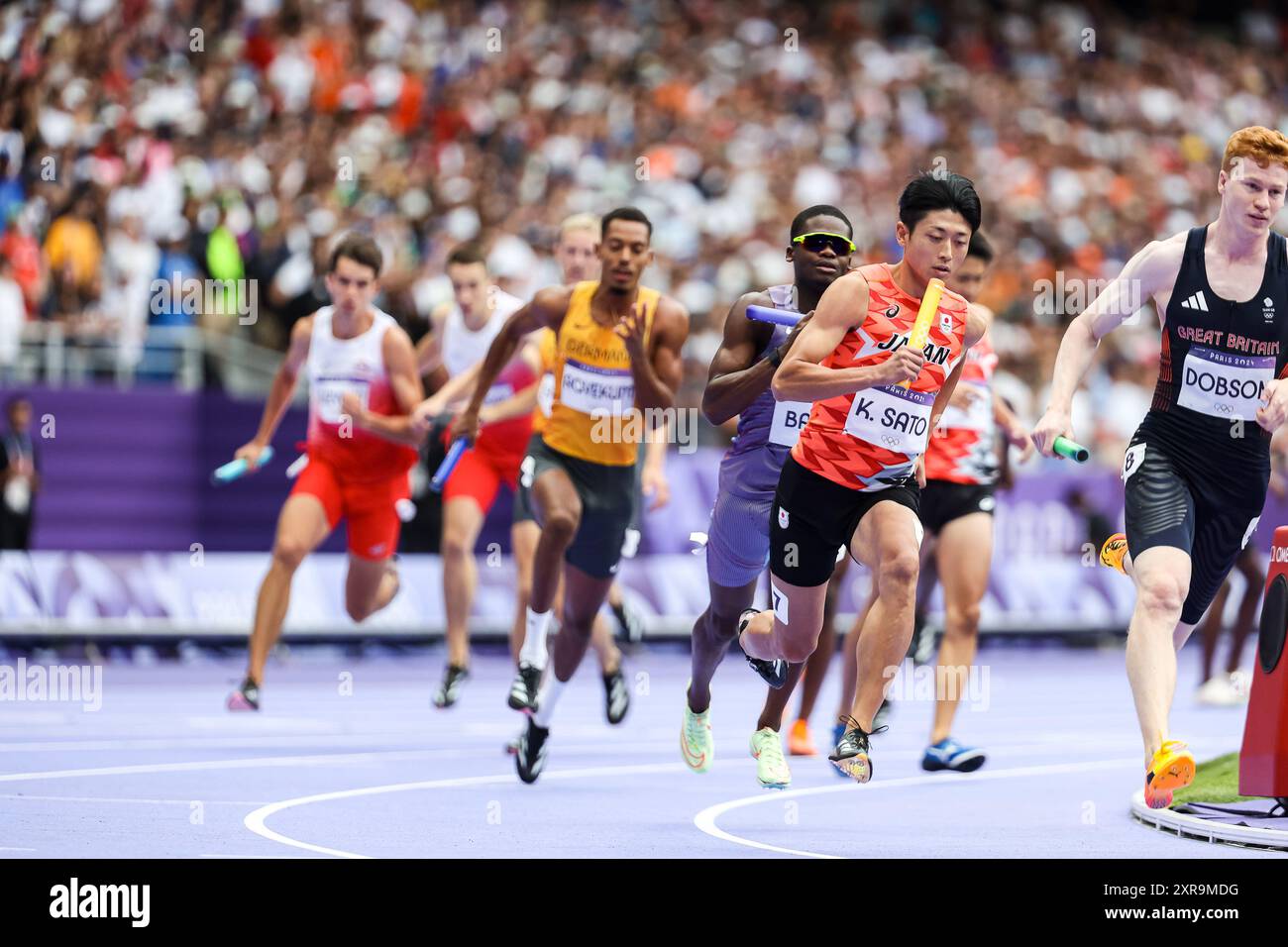 FRA, Olympische Spiele Paris 2024, 09.08.2024, Herren 4x400m Staffel 4. Sprinter Agyekum Emil ...