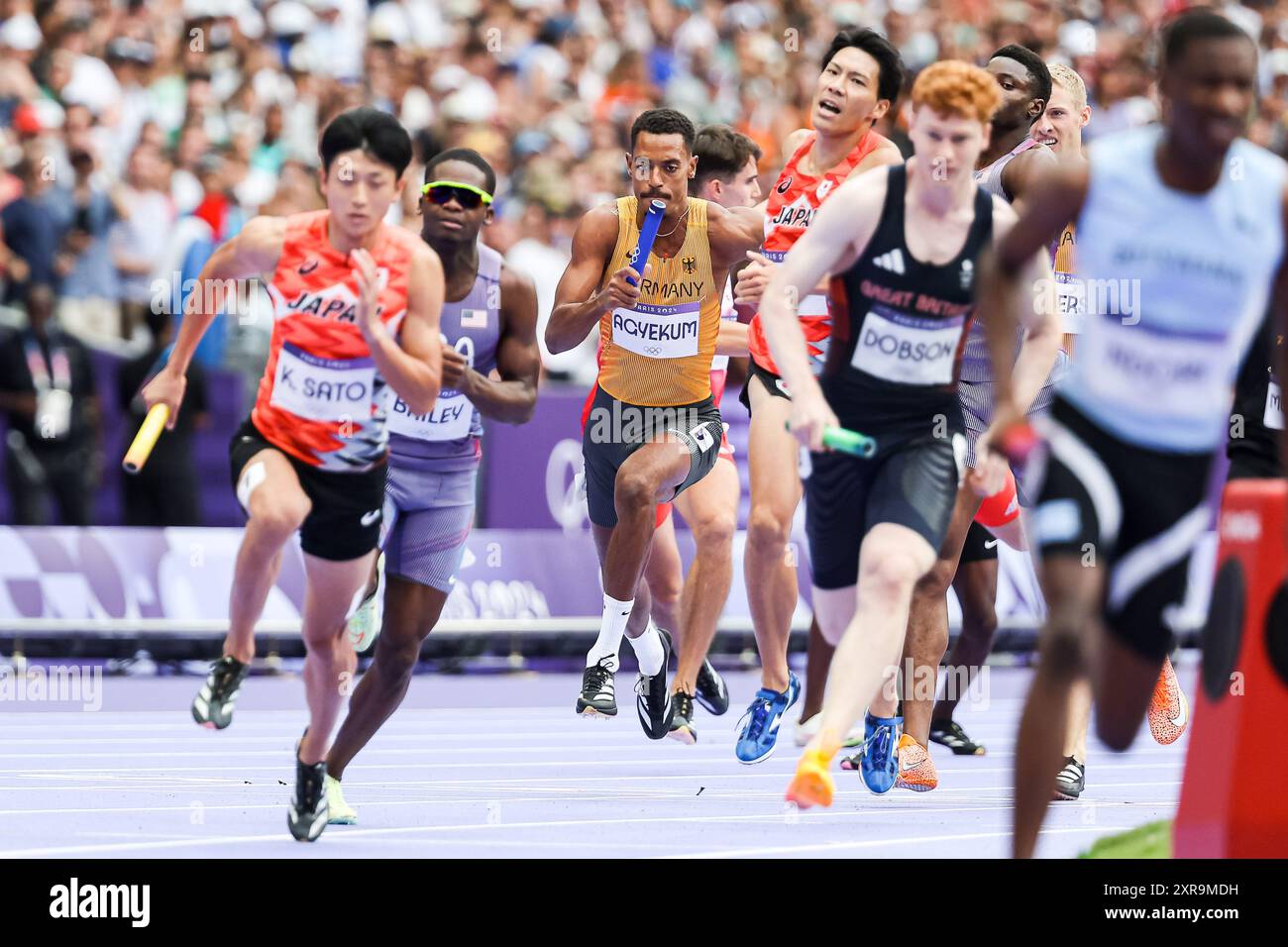 FRA, Olympische Spiele Paris 2024, 09.08.2024, Herren 4x400m Staffel 4. Sprinter Agyekum Emil ...