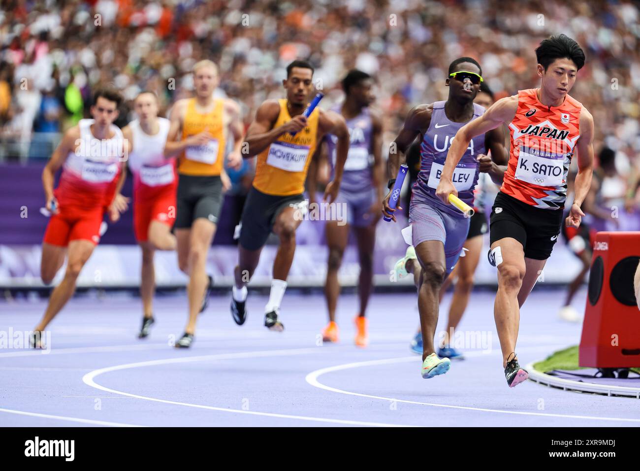 FRA, Olympische Spiele Paris 2024, 09.08.2024, Herren 4x400m Staffel 4. Sprinter Agyekum Emil ...