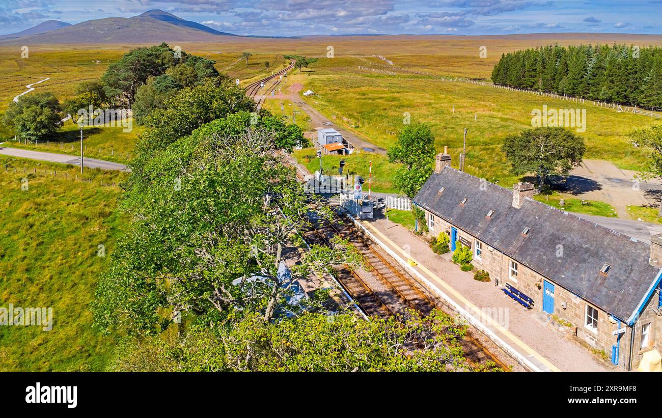 Forsinard Flows Sutherland Scotland blue summer sky over the ScotRail ...