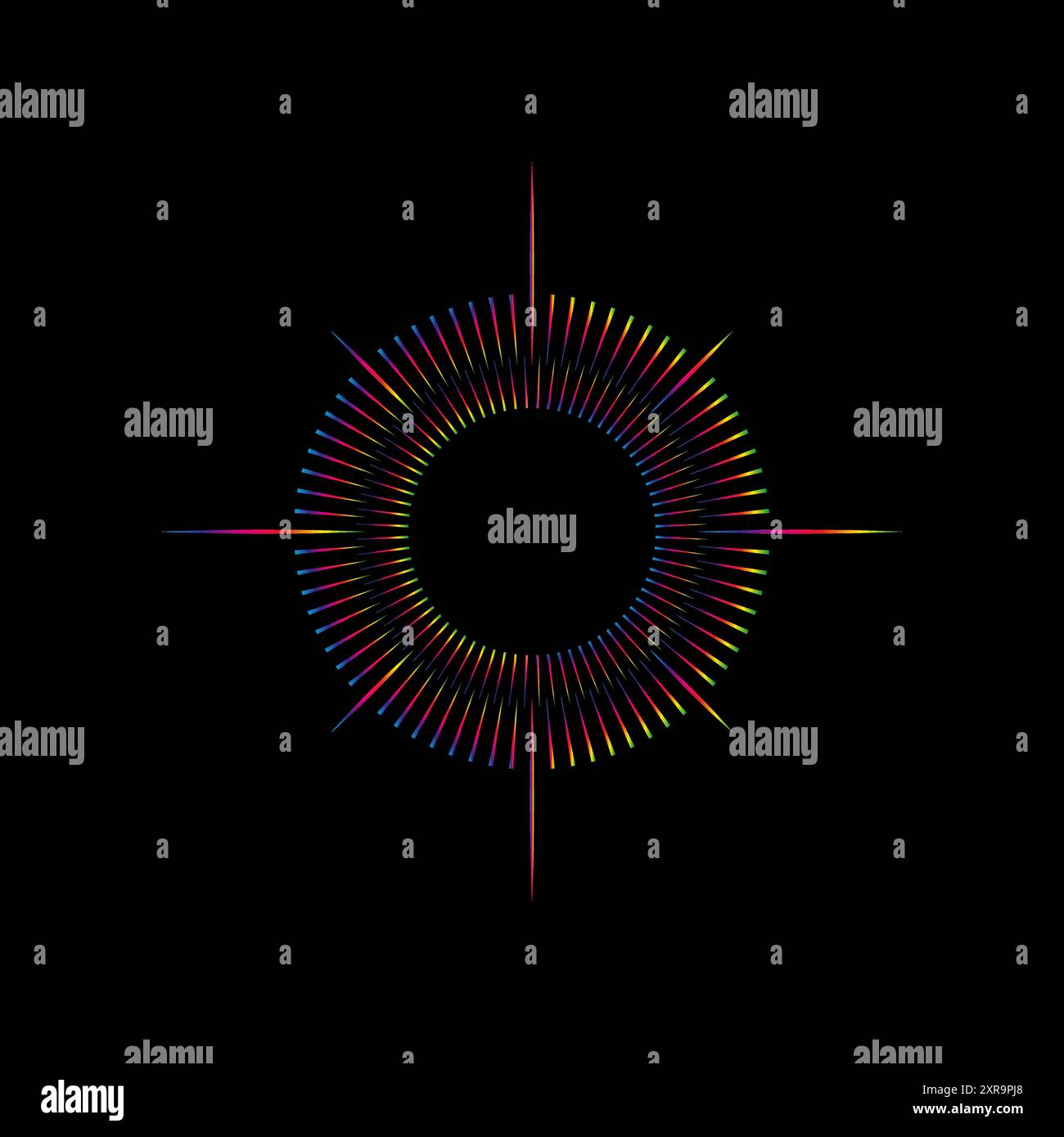 Circular equalizer musical symbol. Sound wave vector icon. Illustration isolated on a dark ...