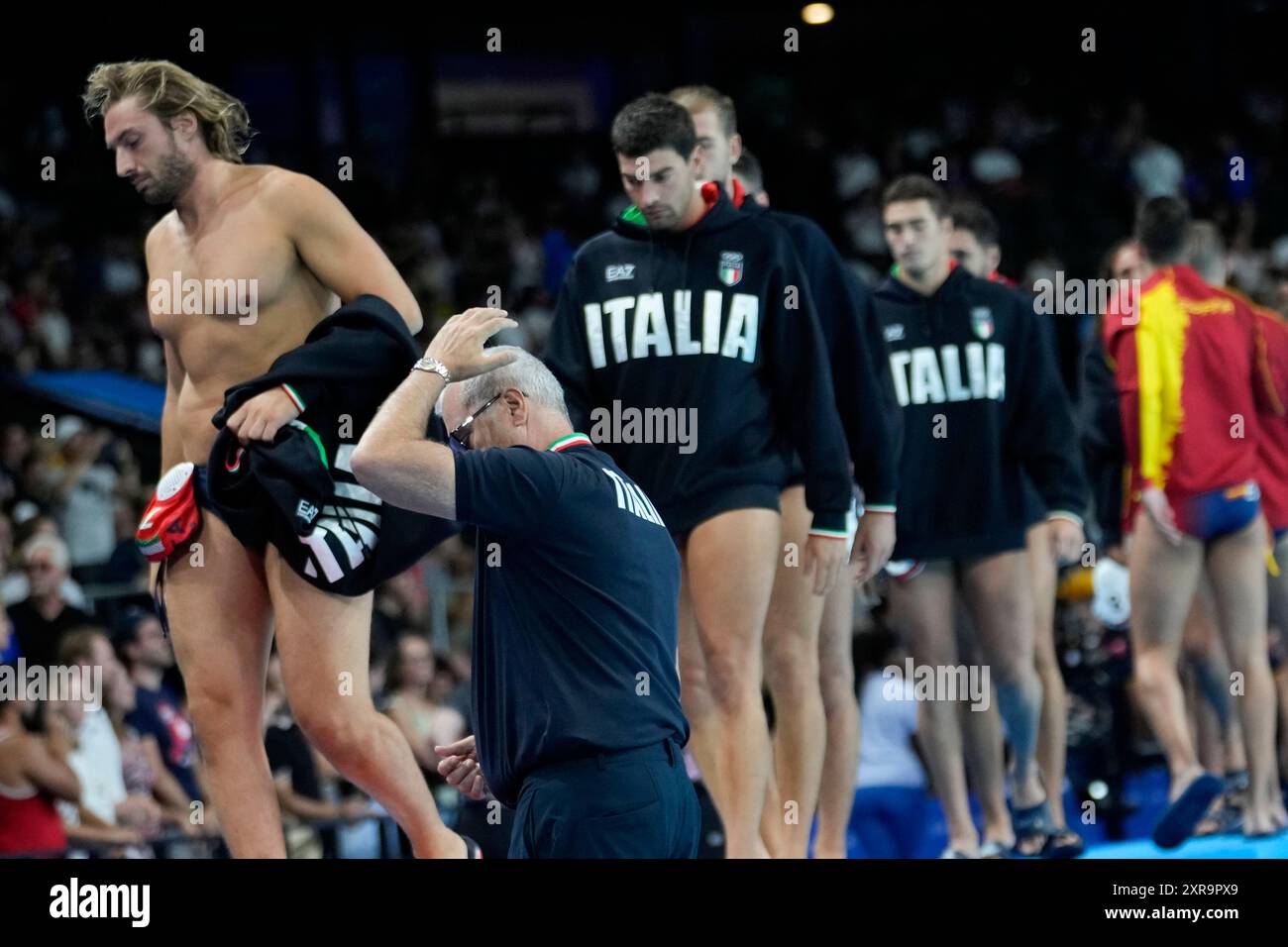 Italian players prepare prior to a men's 5th and 8th place ...