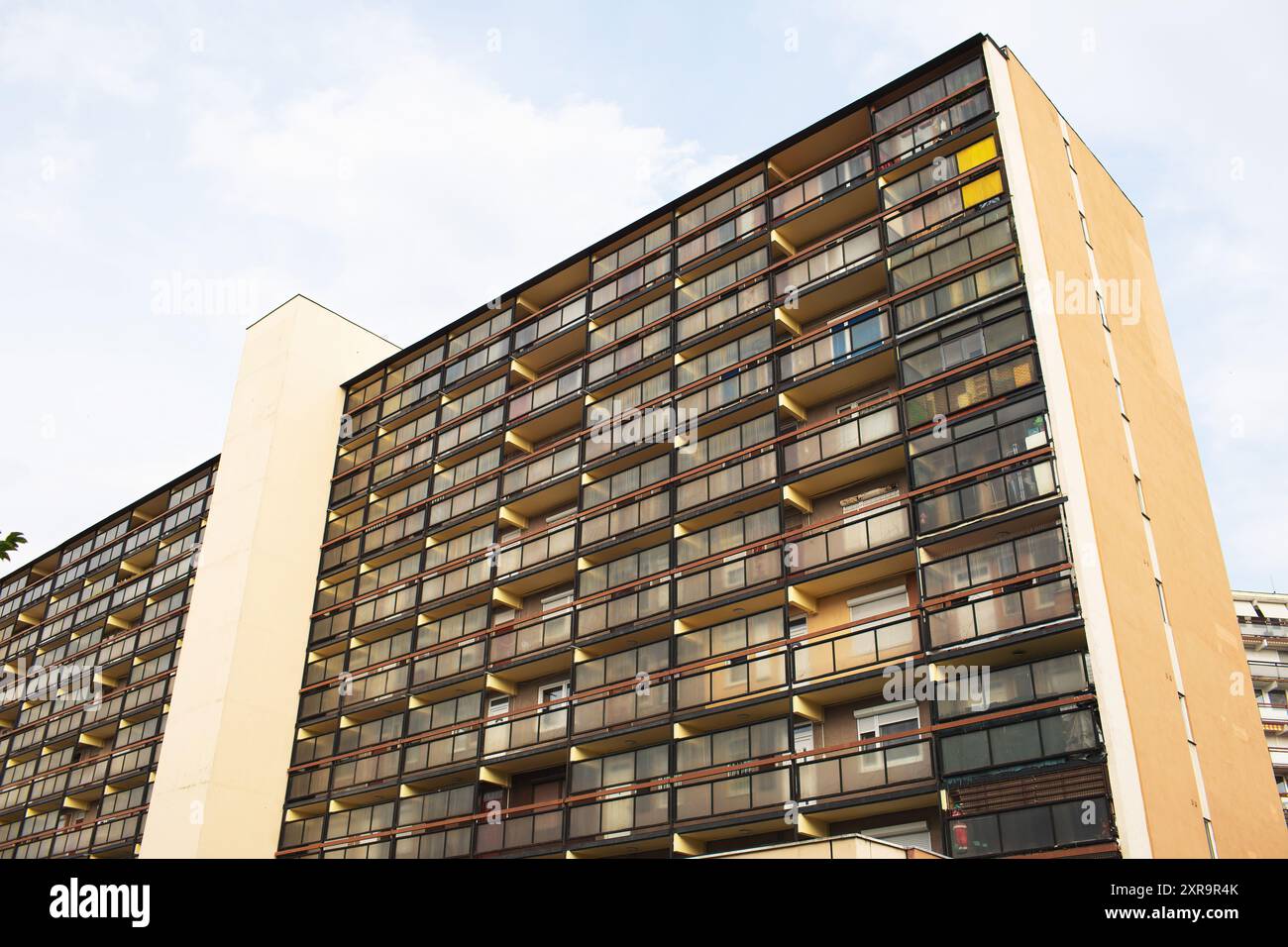 Panel building built in the communist era.Hungary,Budapest. High ...