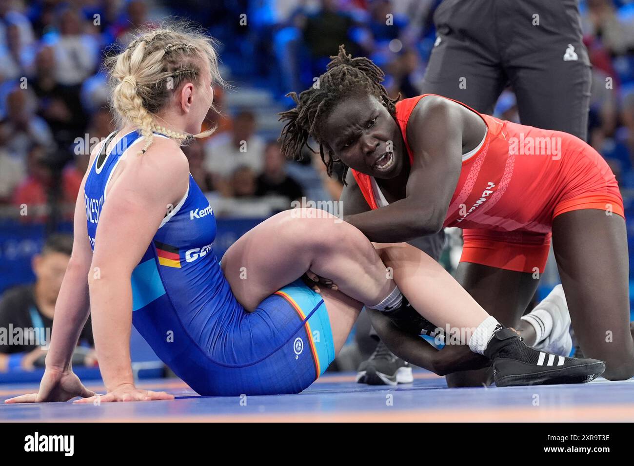 Norway's Grace Jacob Bullen, right, and Germany's Luisa Helga Gerda Niemesch compete during ...