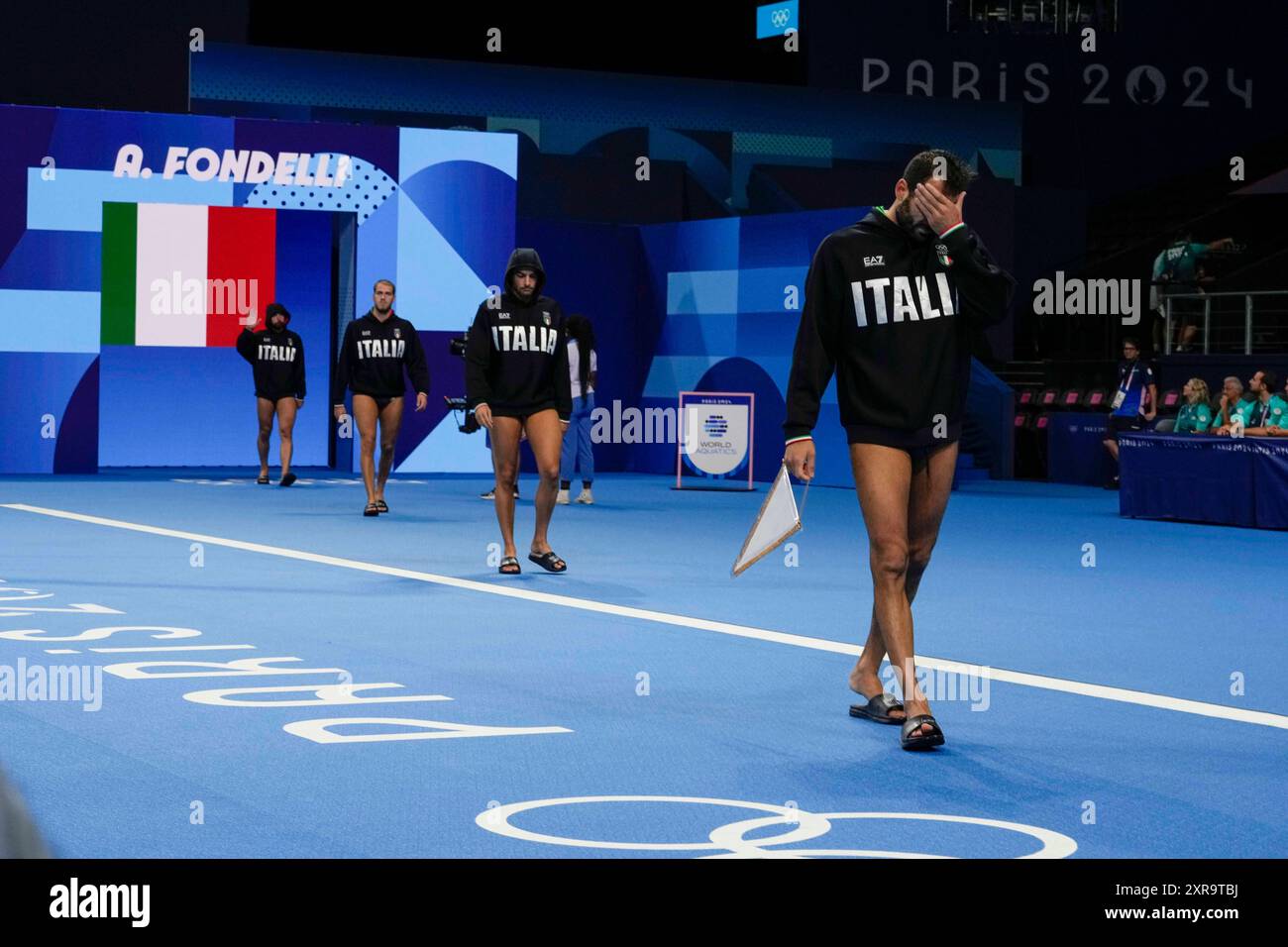 Italian players enter prior to a men's 5th and 8th place classification ...