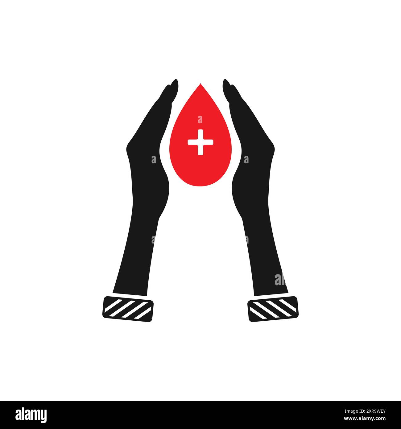 Blood Donation Icon. With Hand and Water Drop Symbols. Editable Flat ...