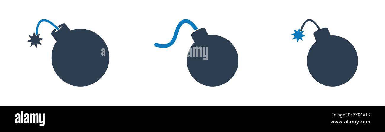 Bomb Icon Set. Editable Flat Vector Illustration Stock Vector Image ...