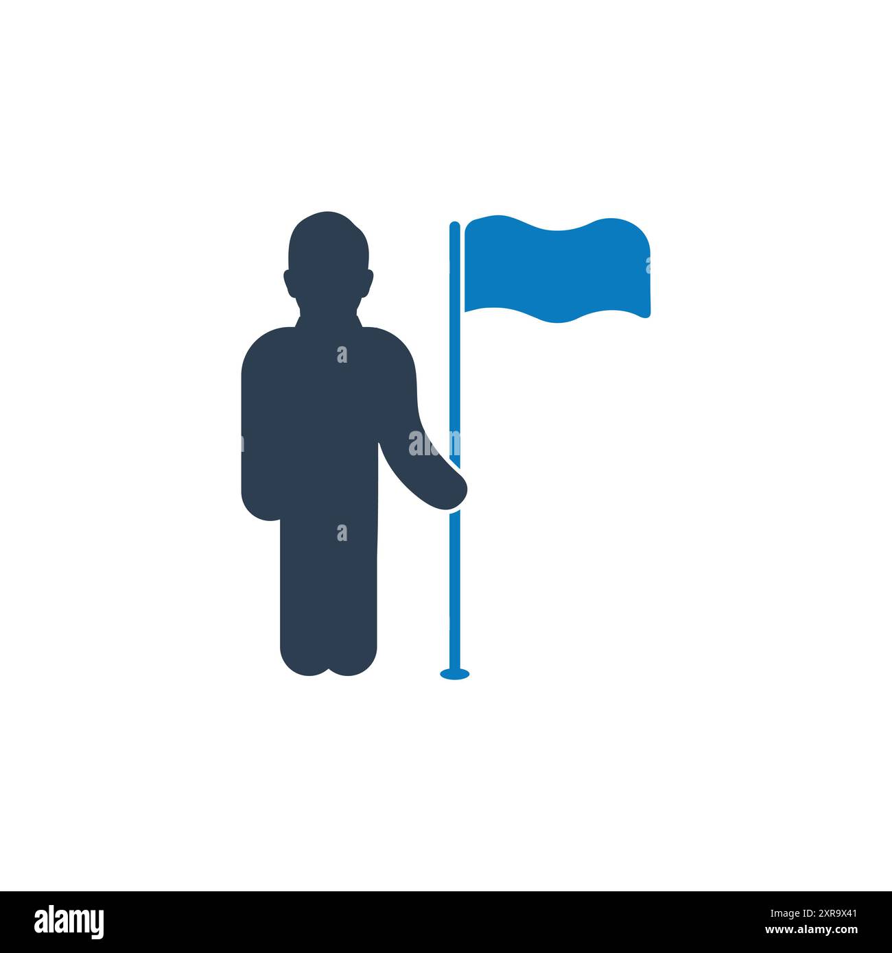 Business Goal Icon. With Businessman and Flag Symbols. Editable Flat ...