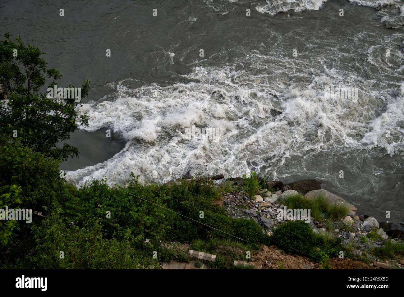 July25th2024, Himachal Pradesh, India. Bypass canal releasing excess ...