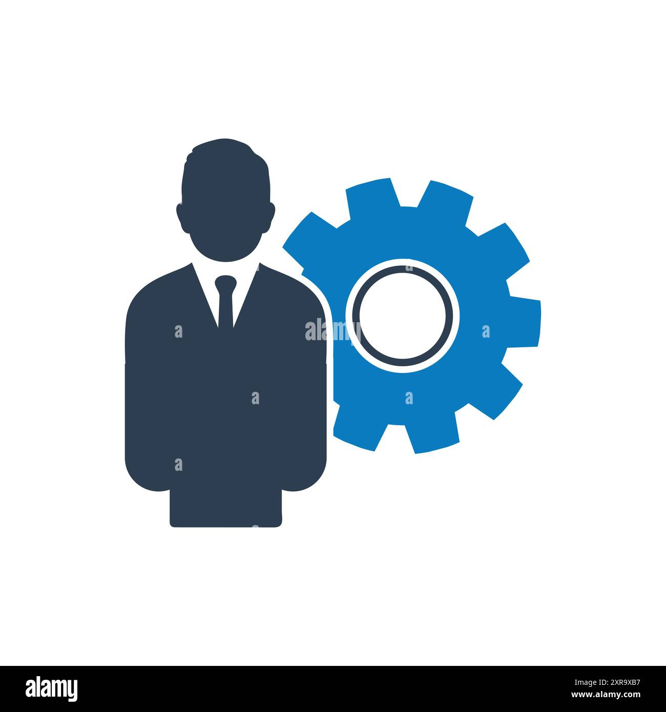 Business Specialist Icon. With Man and Settings Symbols. Editable Flat ...