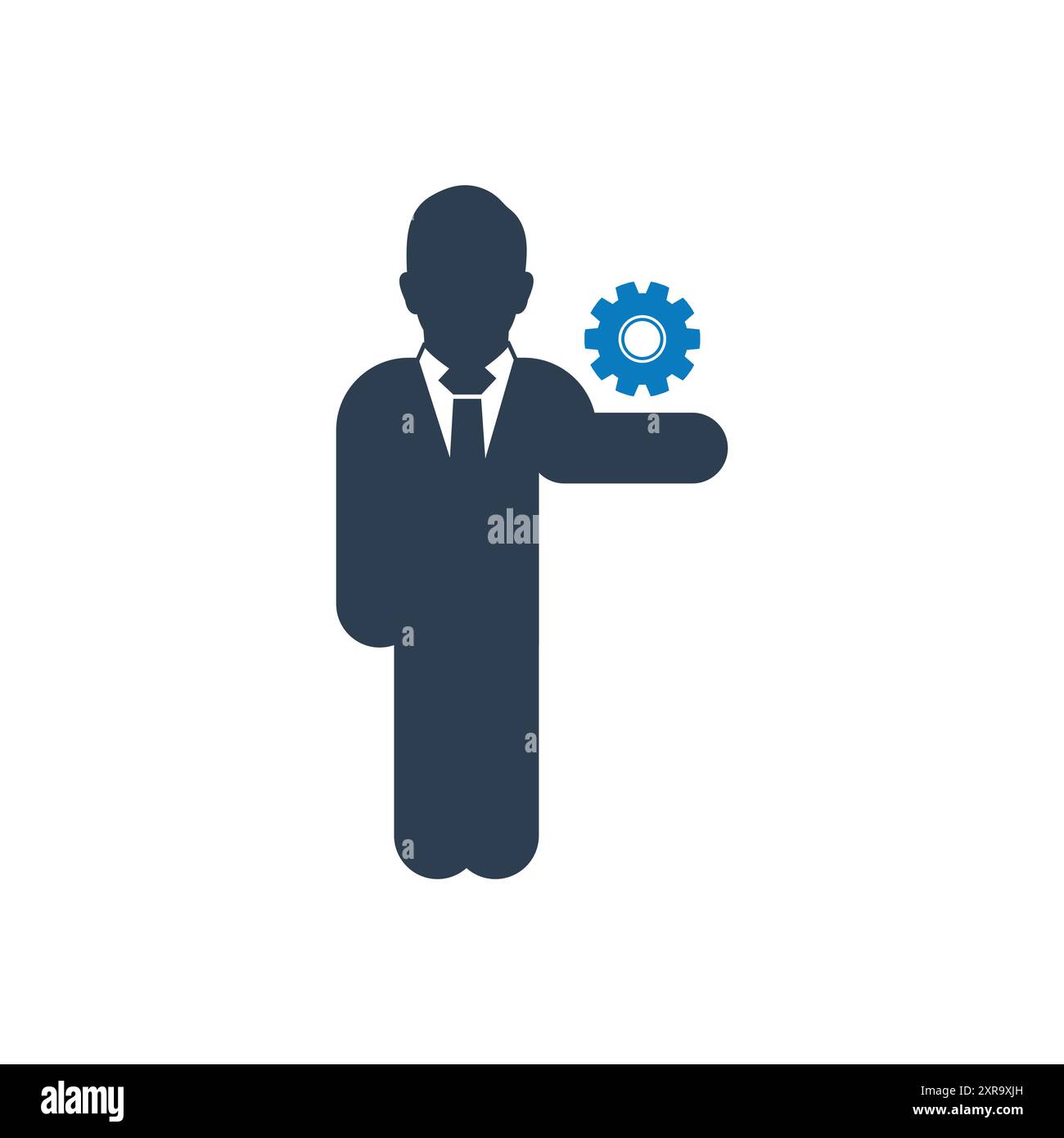 Business Solution Icon. With Businessman and Settings Symbols. Editable ...