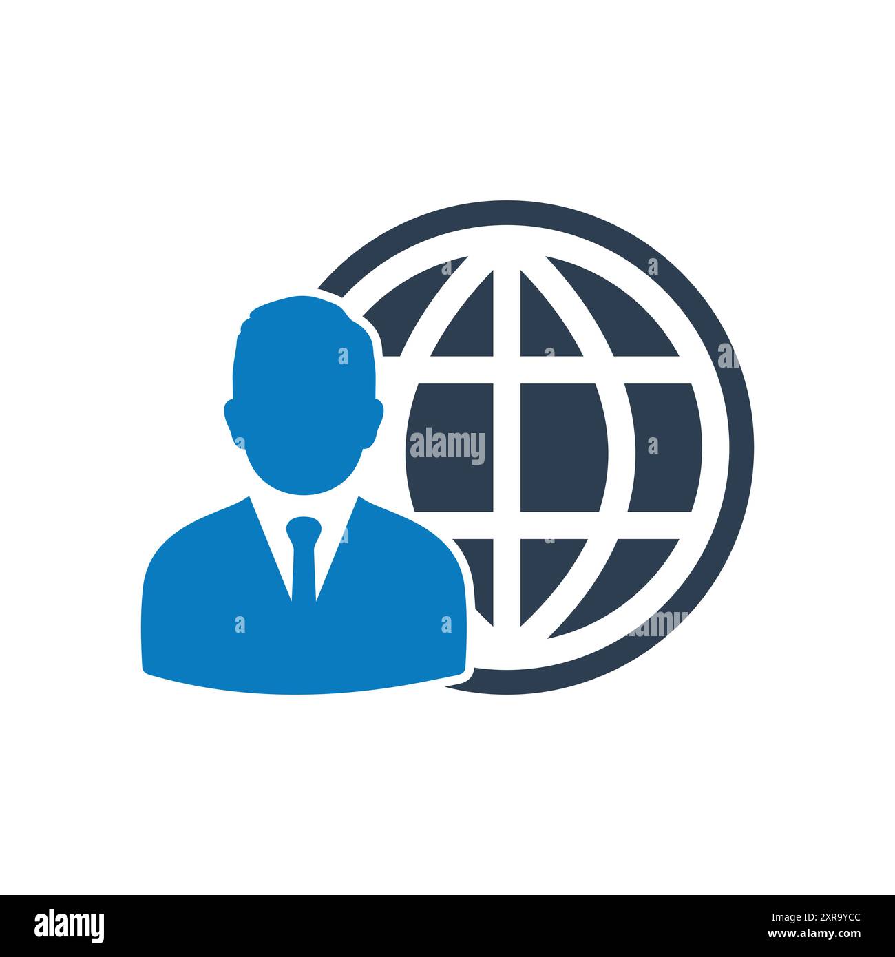 Diplomat Icon. With Man and Globe Symbols. Editable Flat Vector ...