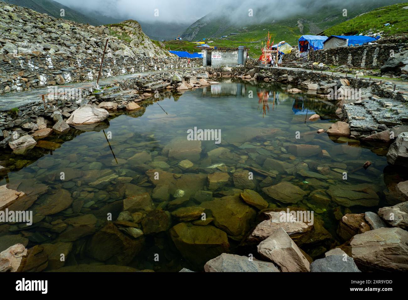 July25th2024, Himachal Pradesh, India. Gauri Kund, a sacred pond ...