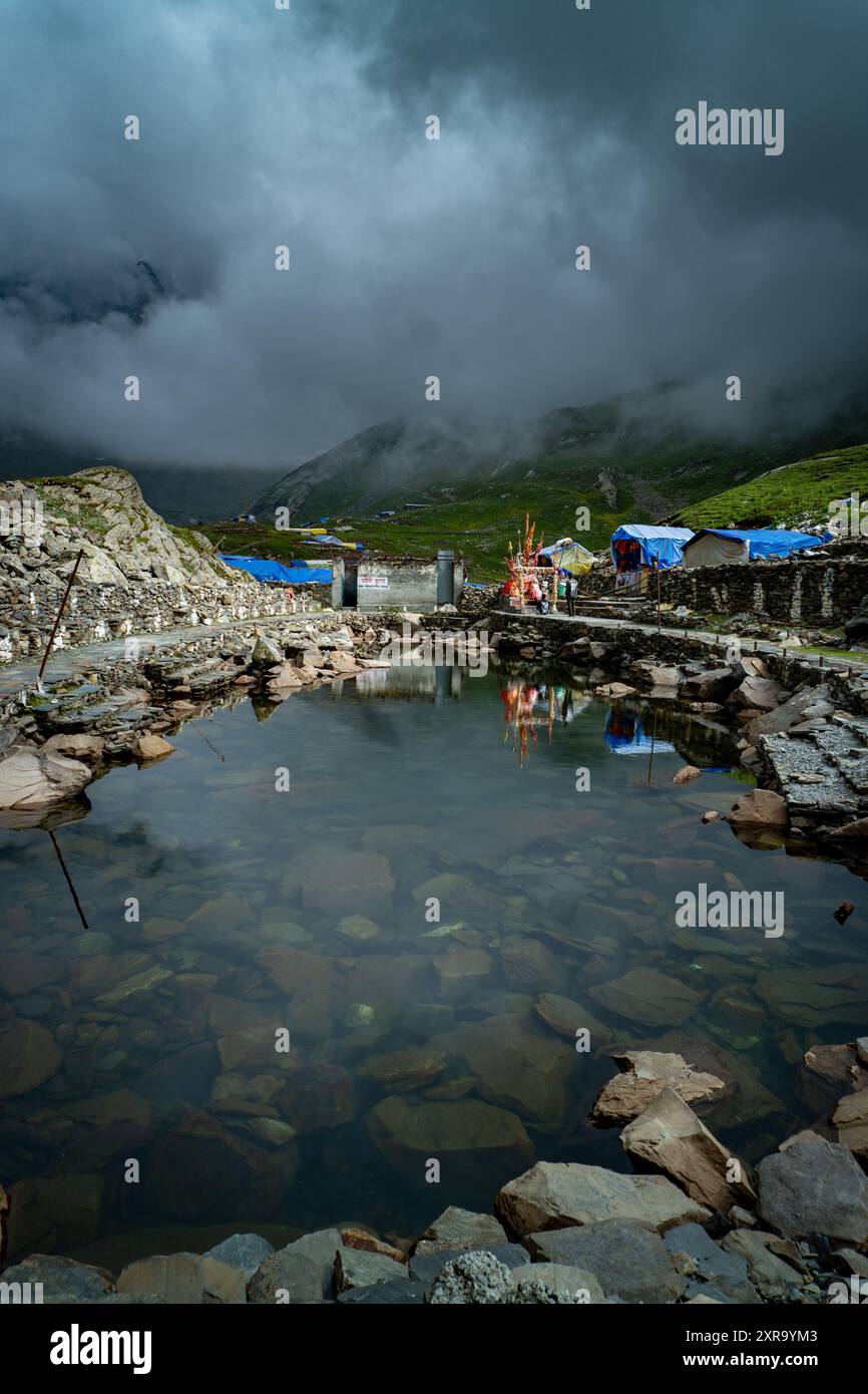 July25th2024, Himachal Pradesh, India. Gauri Kund, a sacred pond ...