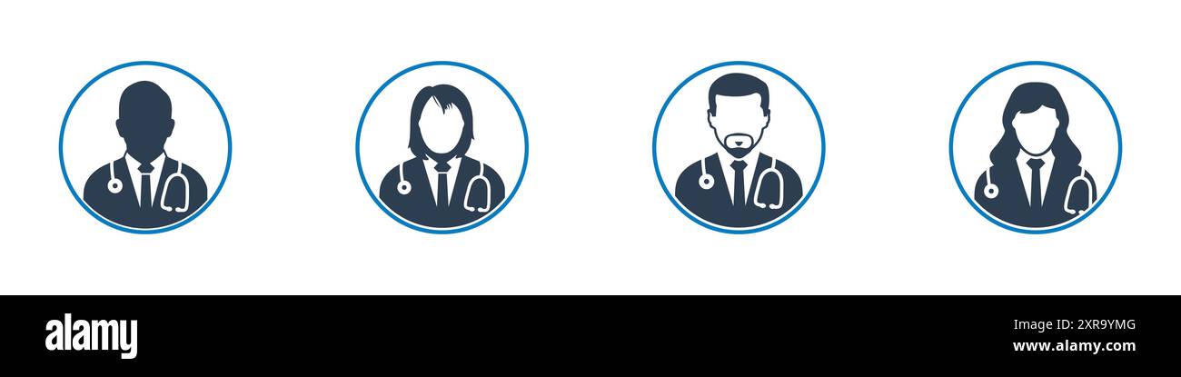 Doctor, Physician Icon Set. Editable Flat Vector Illustration Stock ...