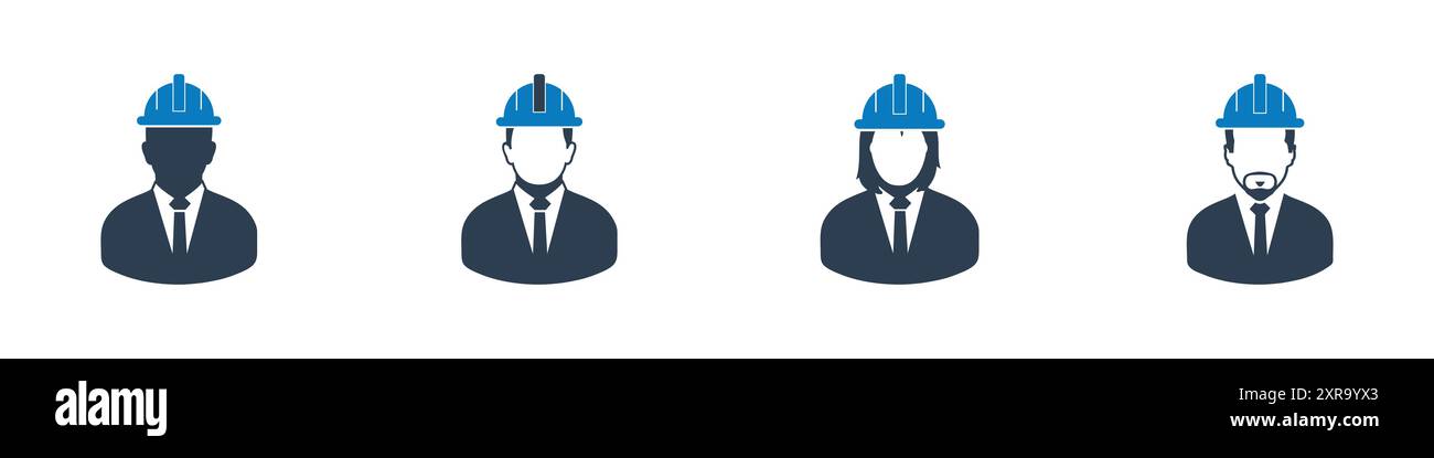 Civil Engineer Icon Set. Editable Flat Vector Illustration Stock Vector ...