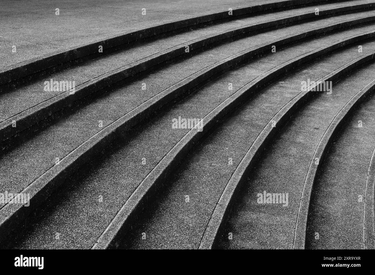 Curved concrete steps. Circular steps concrete. Outdoor steps. Abstract ...